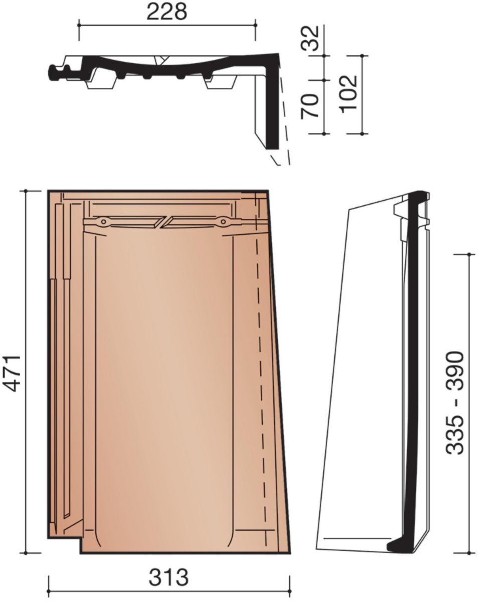 KORAMIC - Tuile de rive à rabat droite ardoisé pour Jura Nova Réf ...