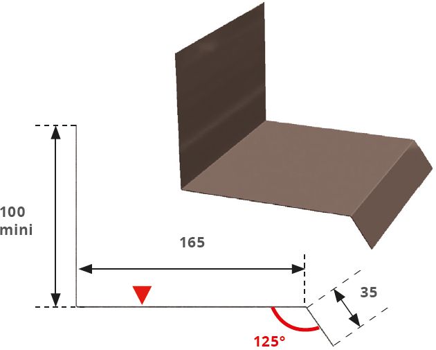 BACACIER - Bande de rive contre mur rouge 8012 L. 2,1 m | Asturienne