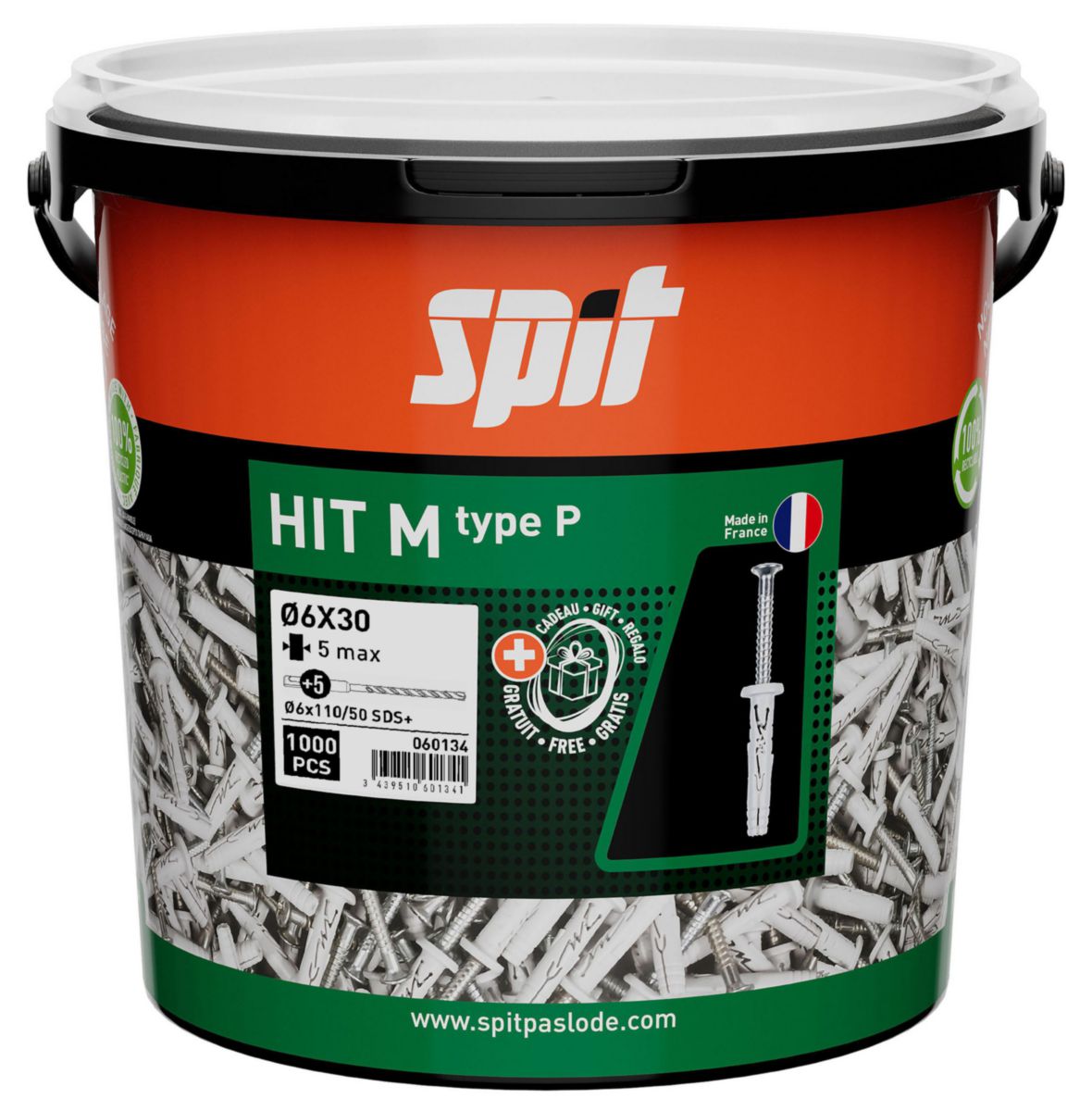 SPIT - Cheville à frapper HIT-M P 6x30/5 - seau de 250 Réf. 060123 ...