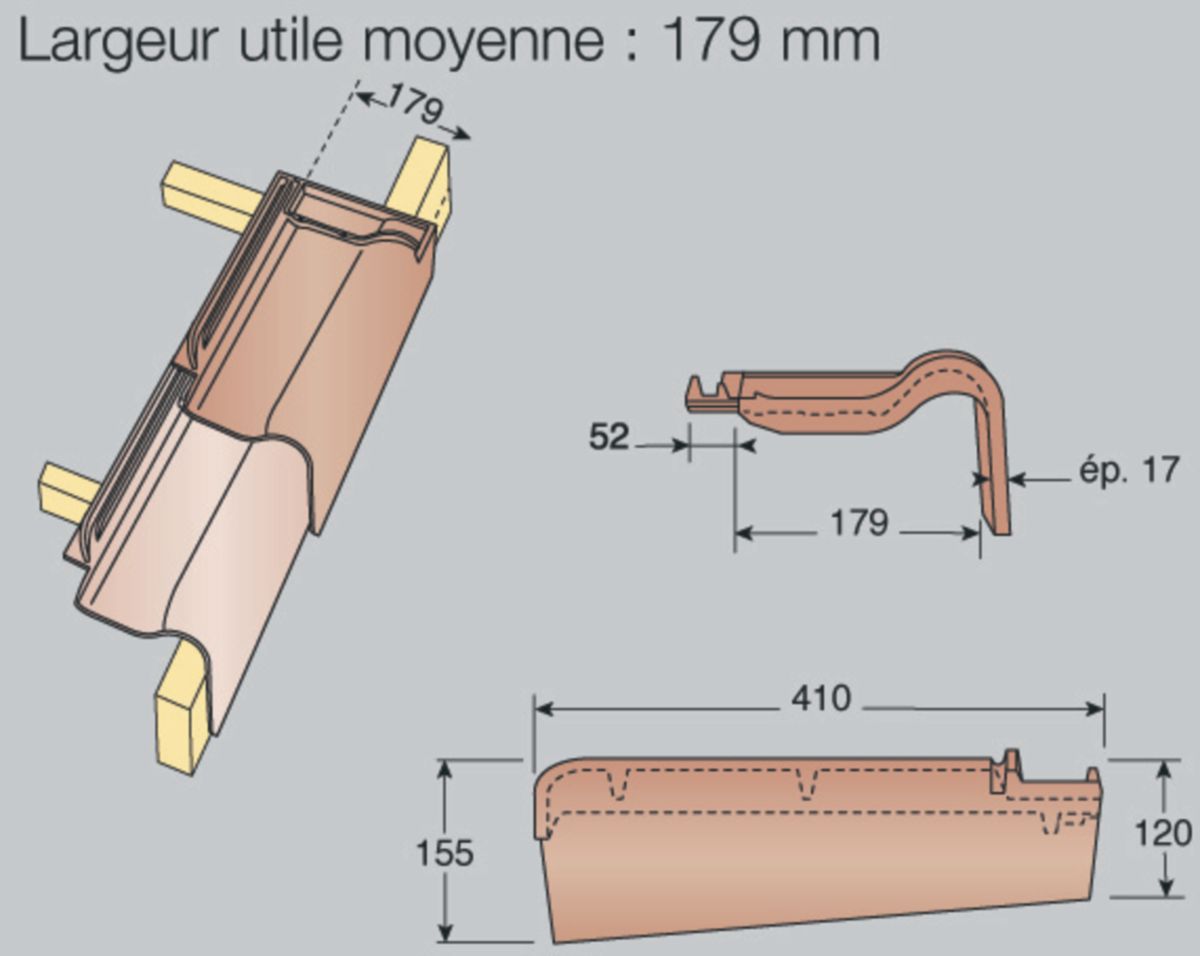 KORAMIC - Tuile de rive à rabat droite ardoisé pour Panne KOR BPAN7090 ...